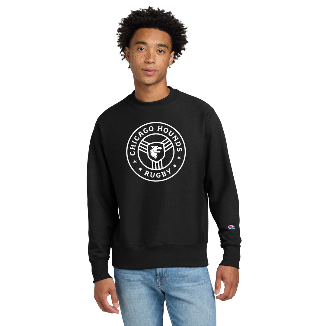 Chicago Hounds White Primary Logo Champion Reverse Weave Crewneck Swea